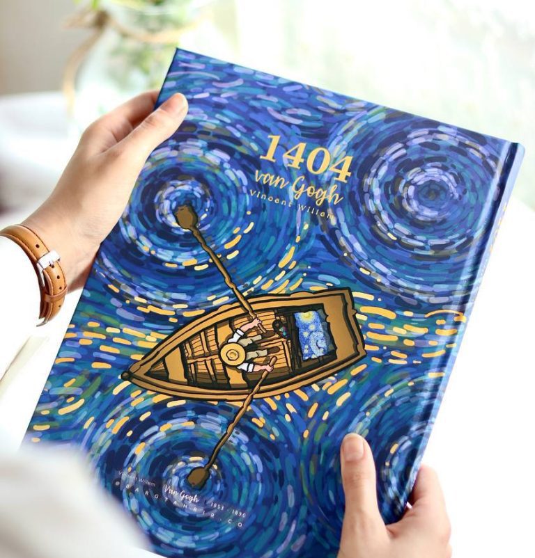 سررسید A4 ته دوخت طلاکوب سری ونگوگ 1404 | لوازم تحریر فیواستور